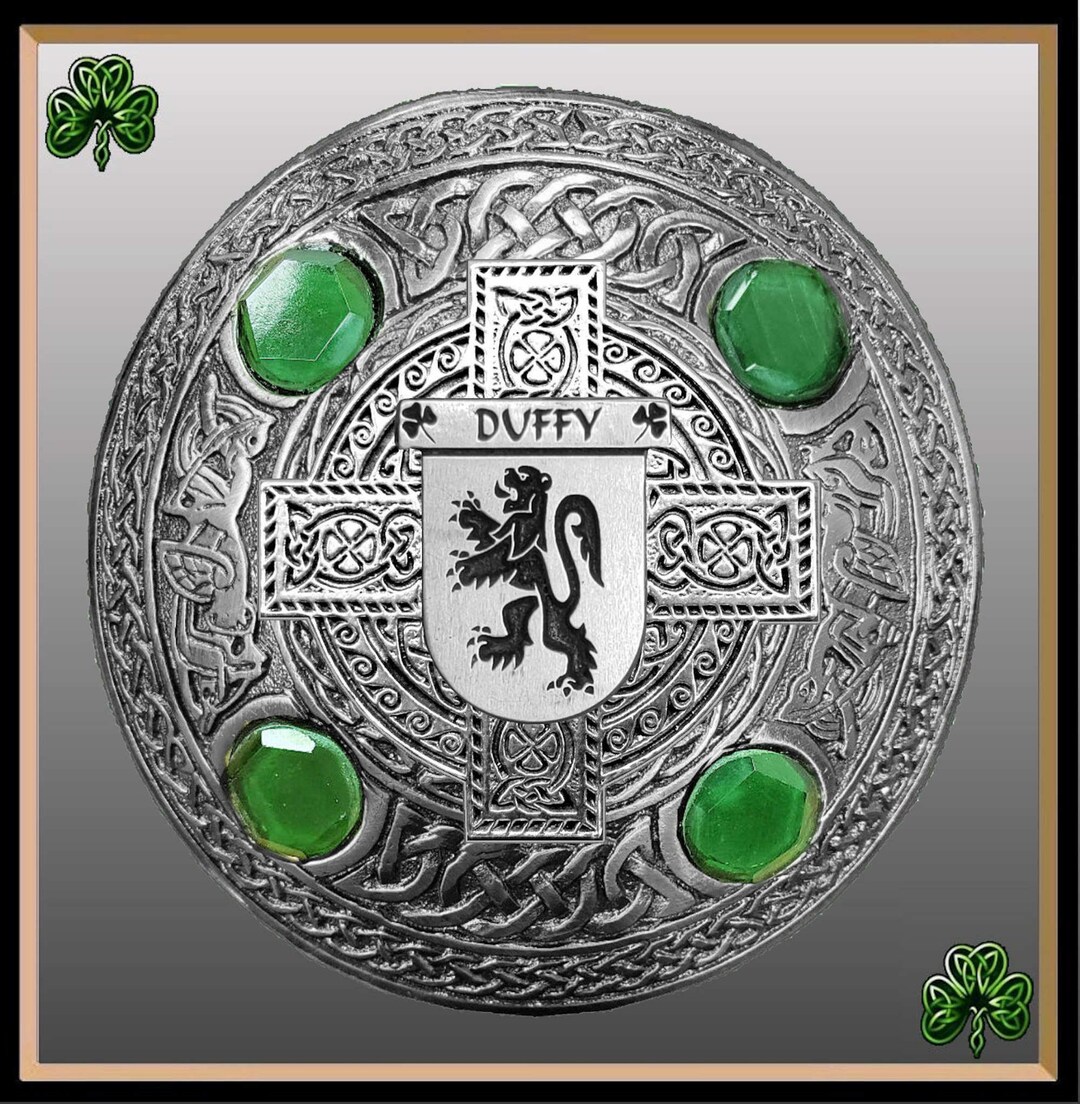 Duffy Irish Coat of Arms Celtic Cross Plaid Brooch With Green Stones - Etsy