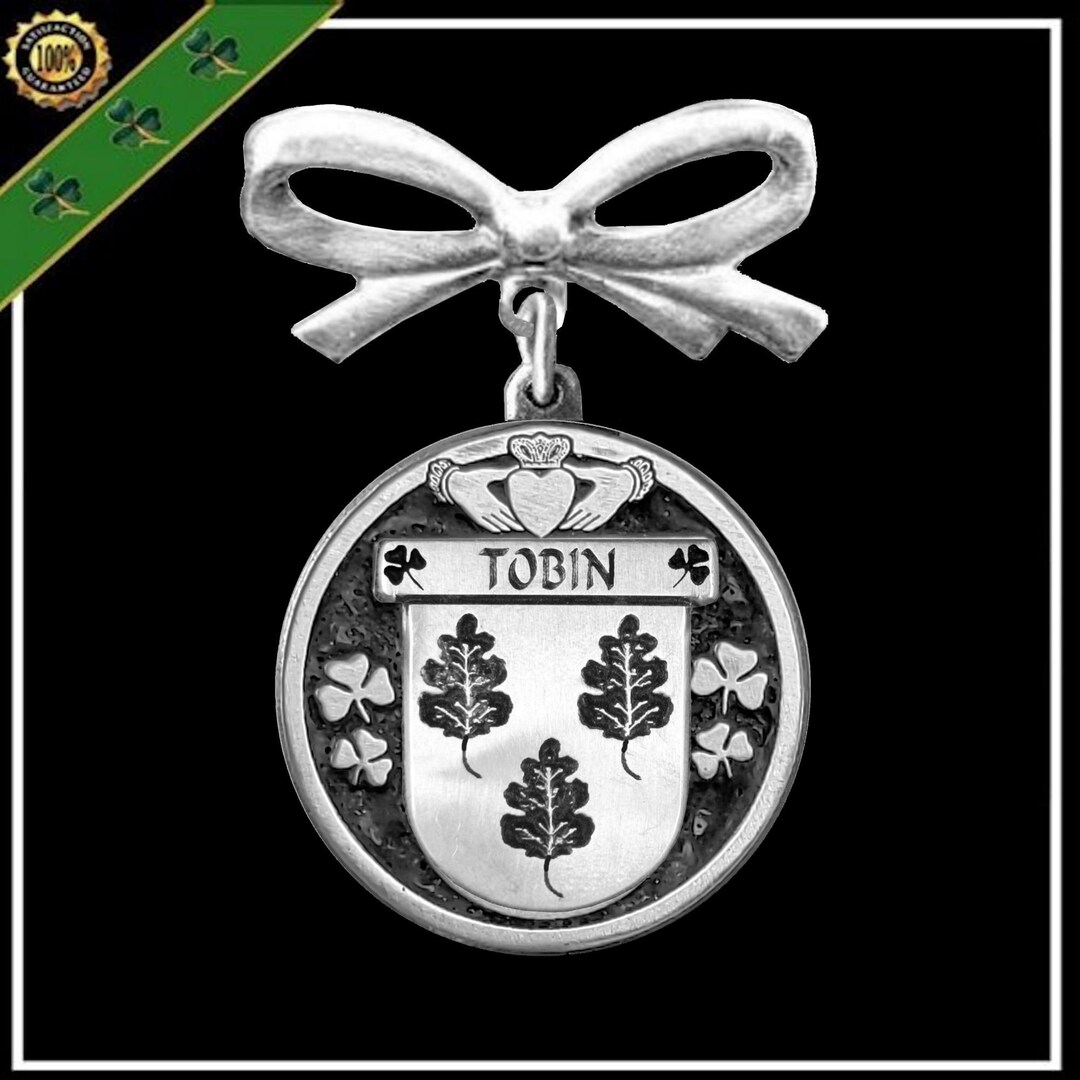 Tobin Irish Coat of Arms Disk Bow Brooch - Etsy