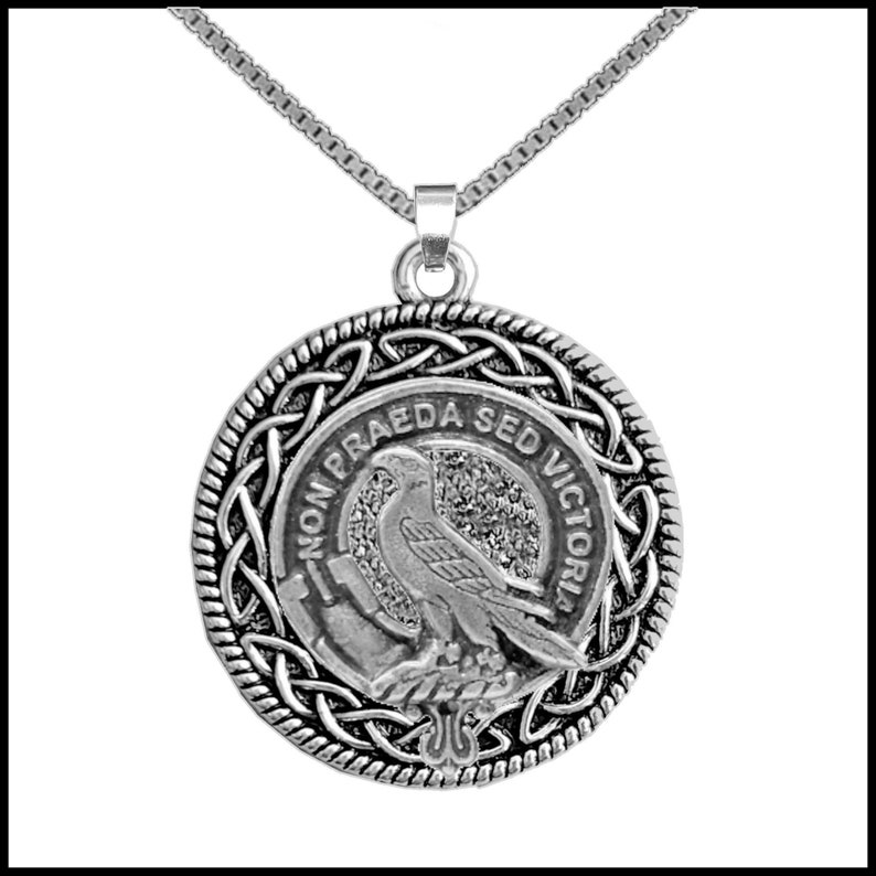 Chalmers Clan Crest Celtic Interlace Disk Pendant, Scottish Family ...