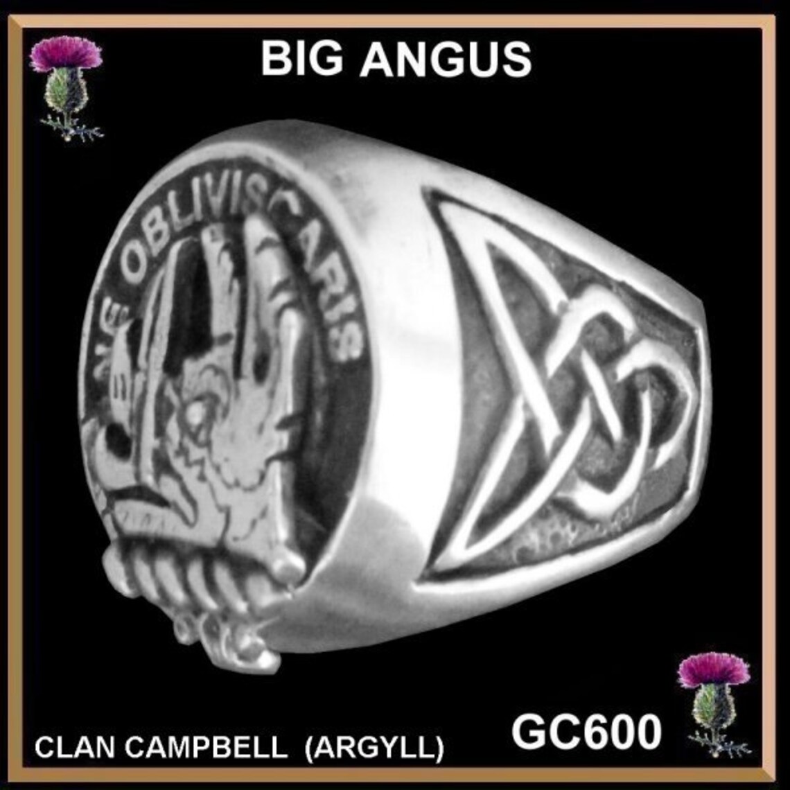 Scottish Clan Crest Ring, Big Angus, Sterling Silver - All Clans - Etsy