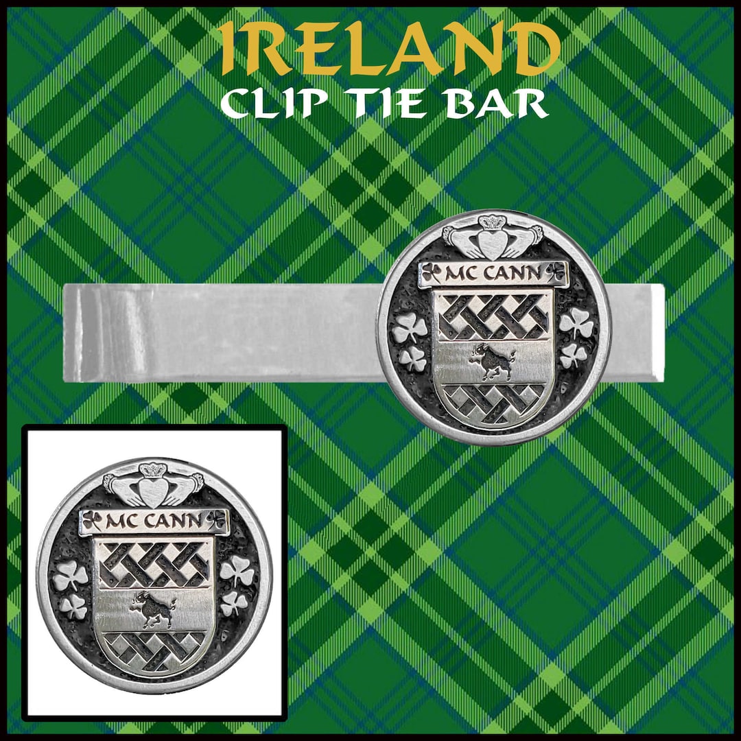 Mccann Irish Coat of Arms Clip Tie Bar - Etsy