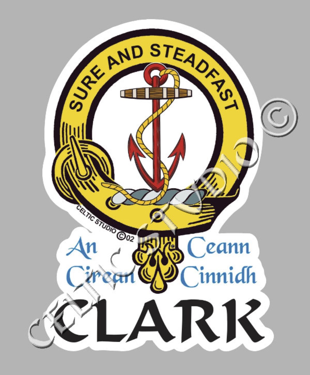 Clark Clan Crest Decal | Custom Scottish Heritage Car & Laptop Stickers ...