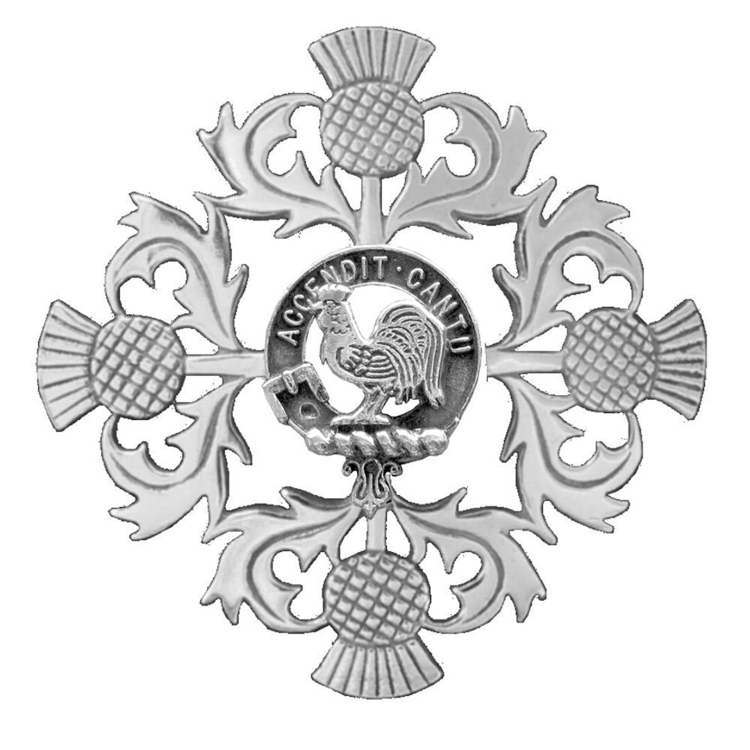 Cockburn Clan Crest Scottish Four Thistle Brooch - Etsy