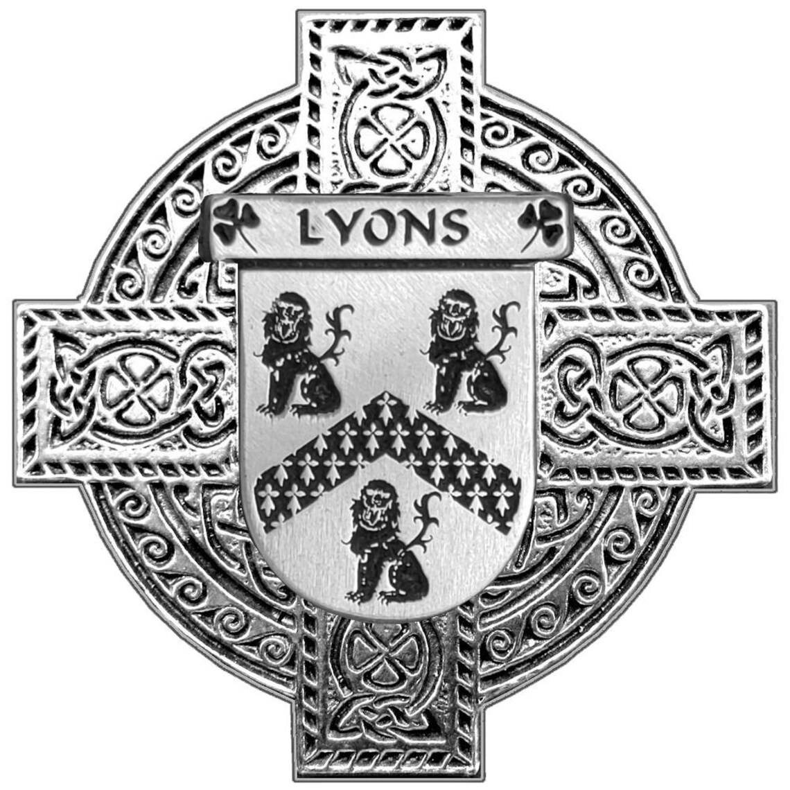 Lyons Irish Coat of Arms Celtic Cross Badge - Etsy UK