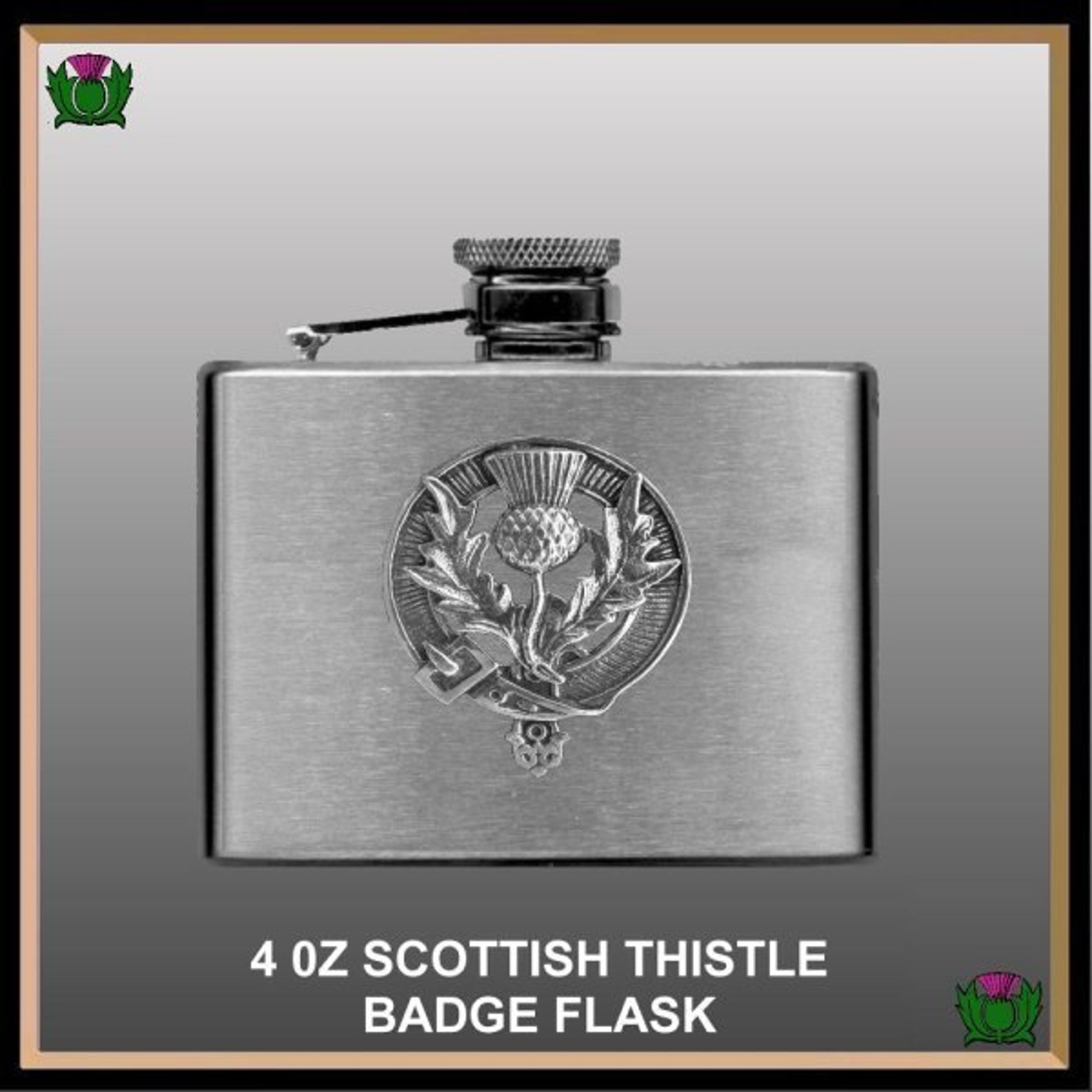 4oz Thistle Scottish Badge Flask Stainless Liquor Bottle - Etsy