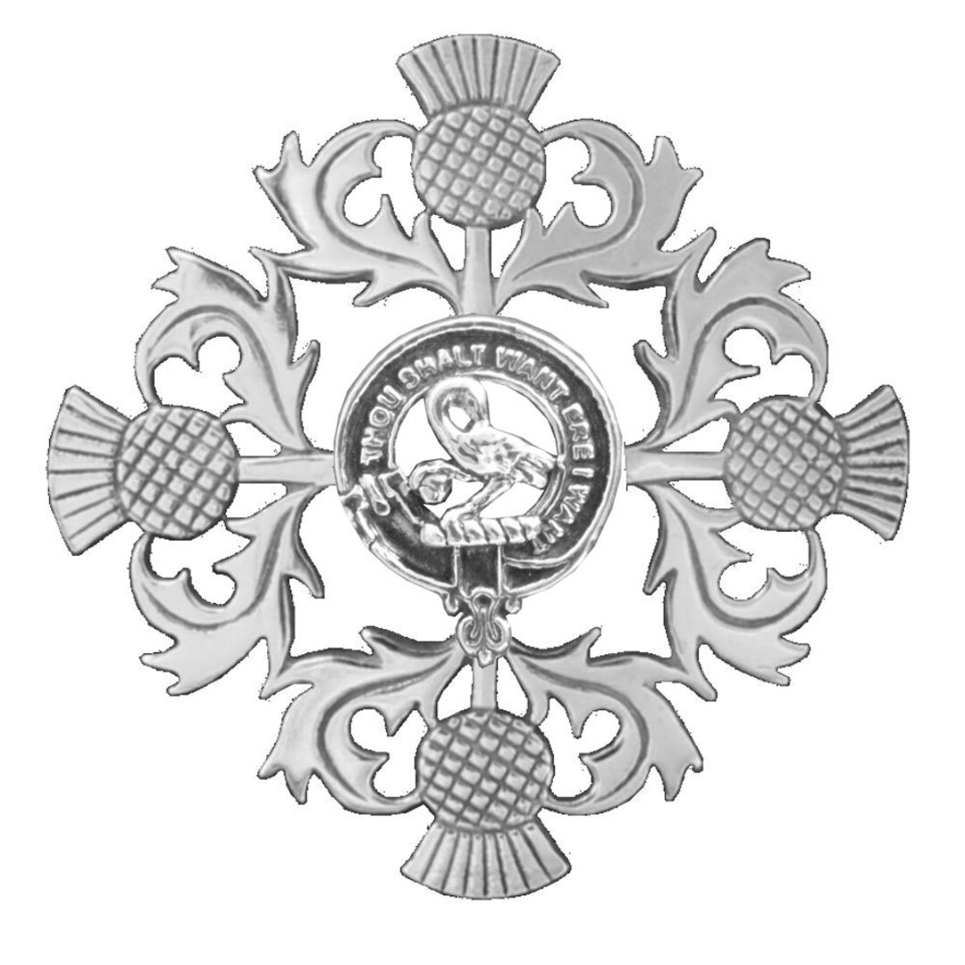 Cranston Clan Crest Scottish Four Thistle Brooch - Etsy