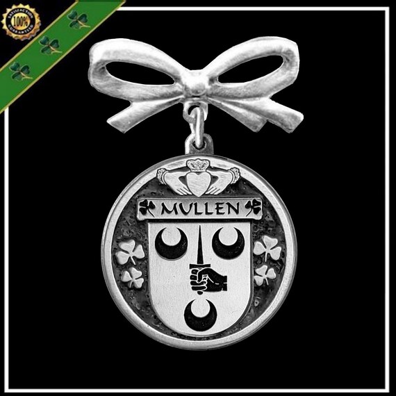 Mullen Irish Coat of Arms Disk Bow Brooch - Etsy