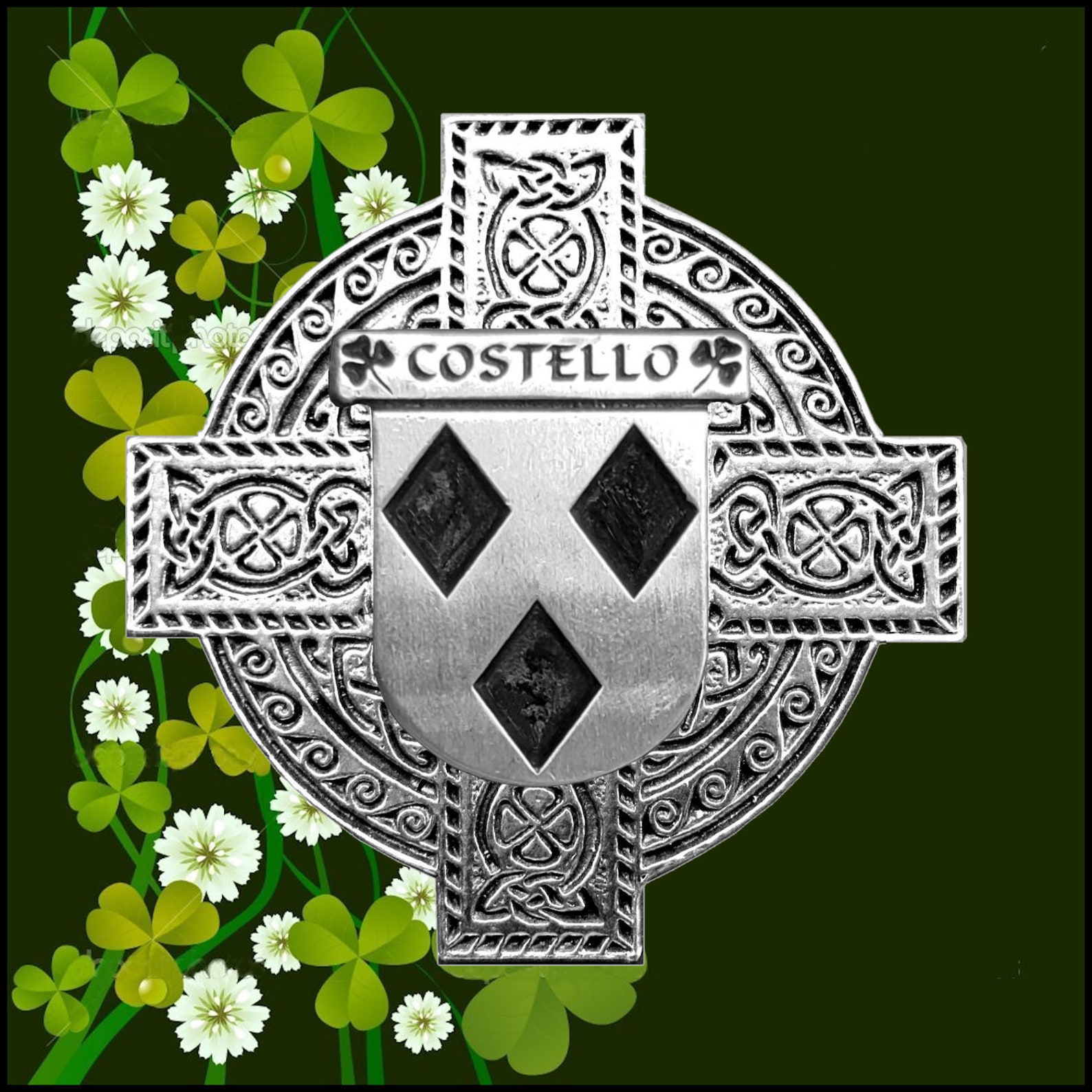 Costello Irish Coat of Arms Celtic Cross Badge - Etsy
