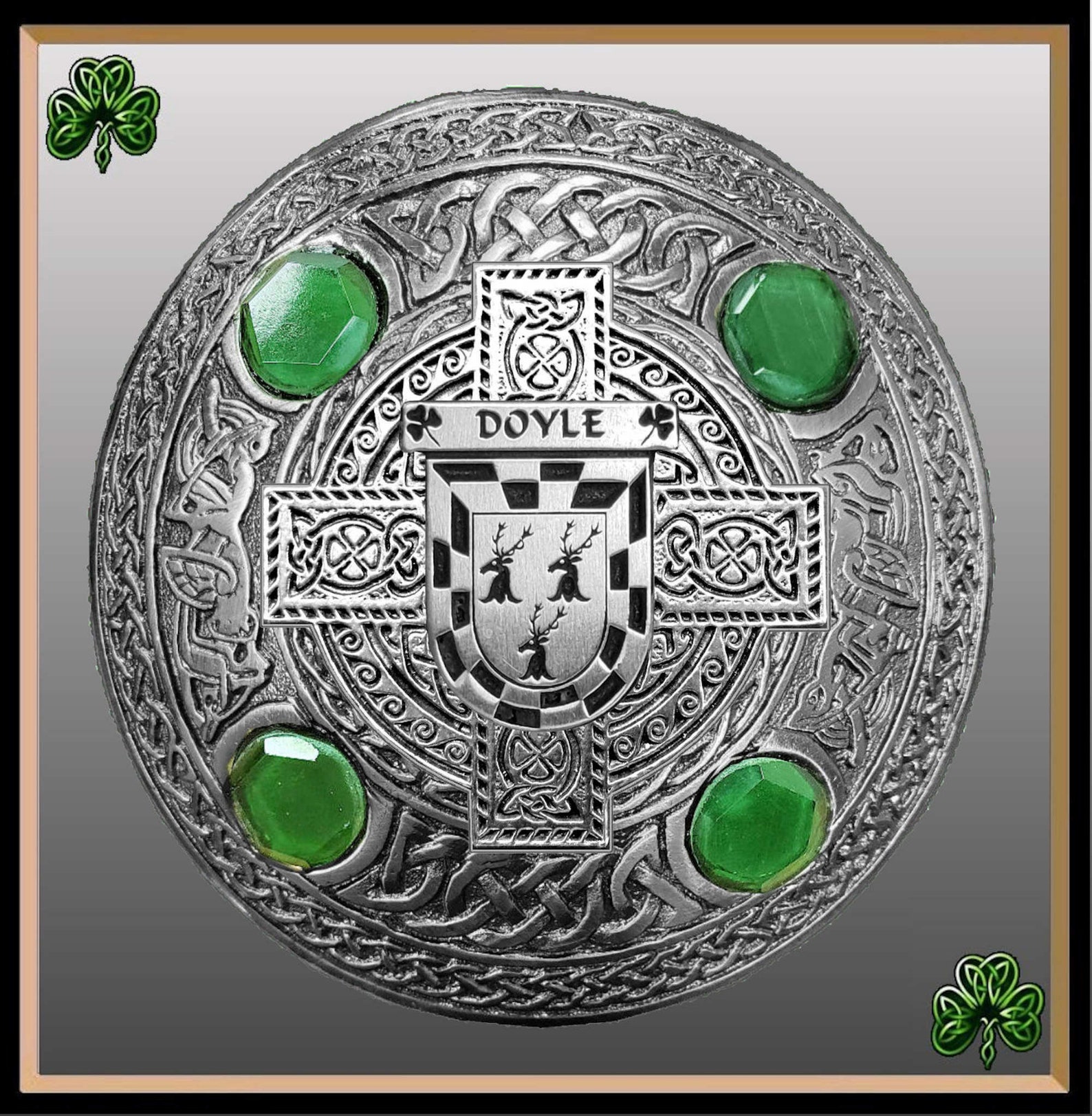 Doyle Irish Coat of Arms Celtic Cross Plaid Brooch With Green Stones - Etsy