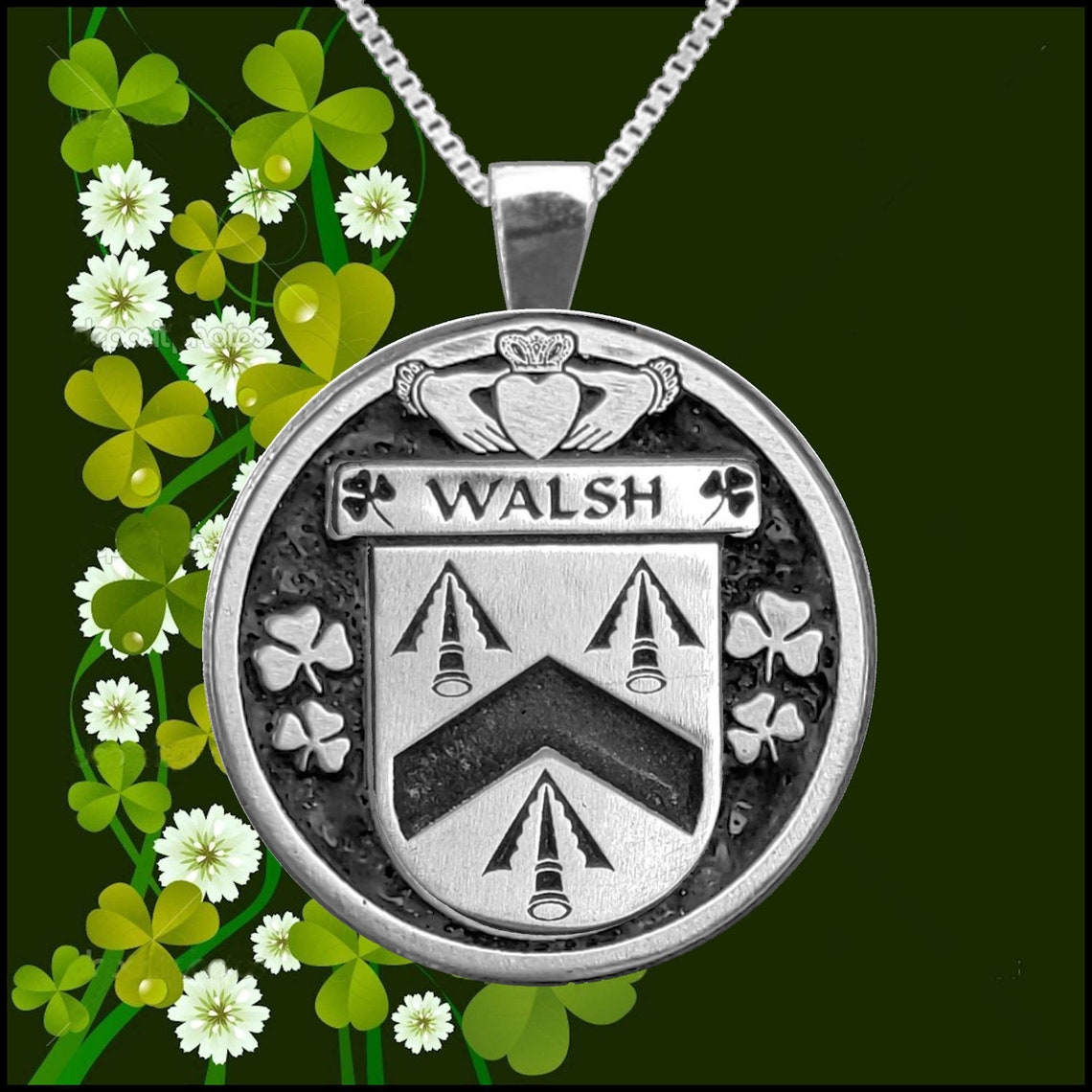 Walsh Irish Coat of Arms Disk Pendant Irish - Etsy