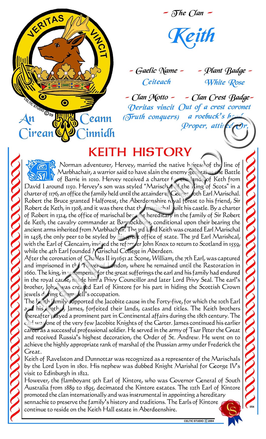 Keith Scottish Clan History - Etsy