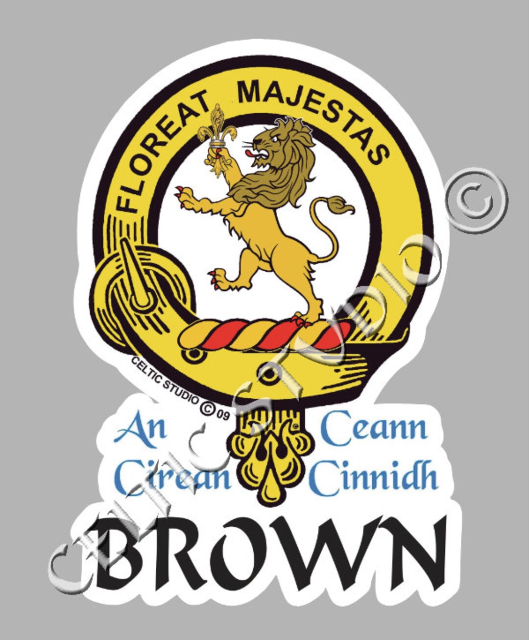 Brown Clan Crest Decal | Custom Scottish Heritage Car & Laptop Stickers ...