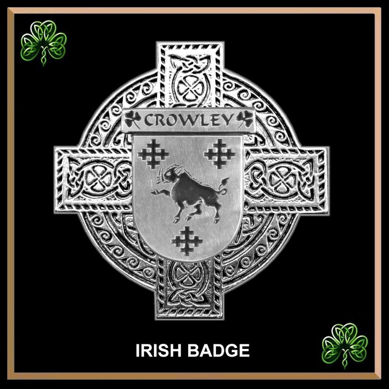 Crowley Irish Coat of Arms Celtic Cross Badge - Etsy