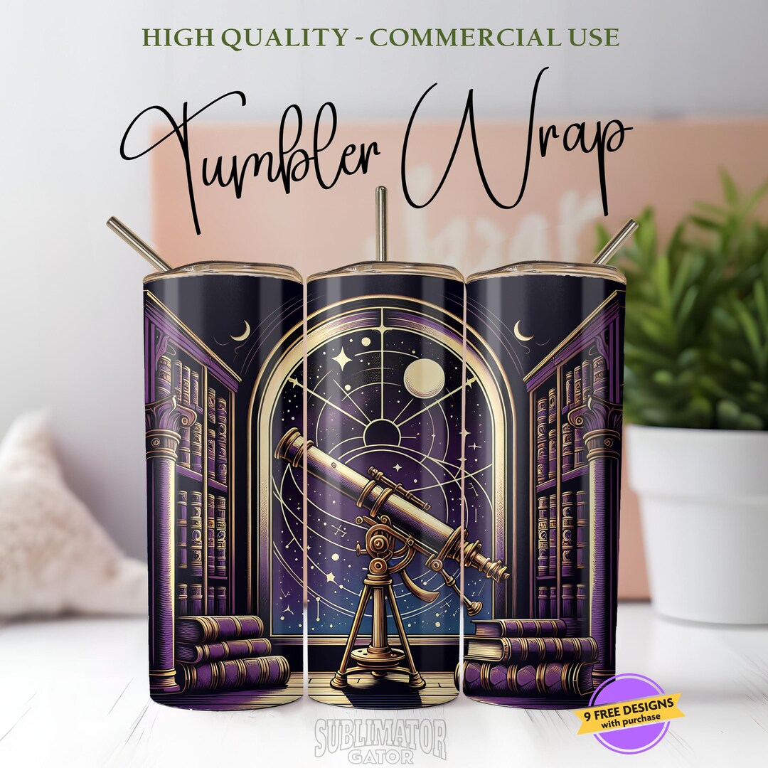 Astronomical Academia Tumbler Wrap PNG, 20 Oz Skinny Tumbler, Books ...
