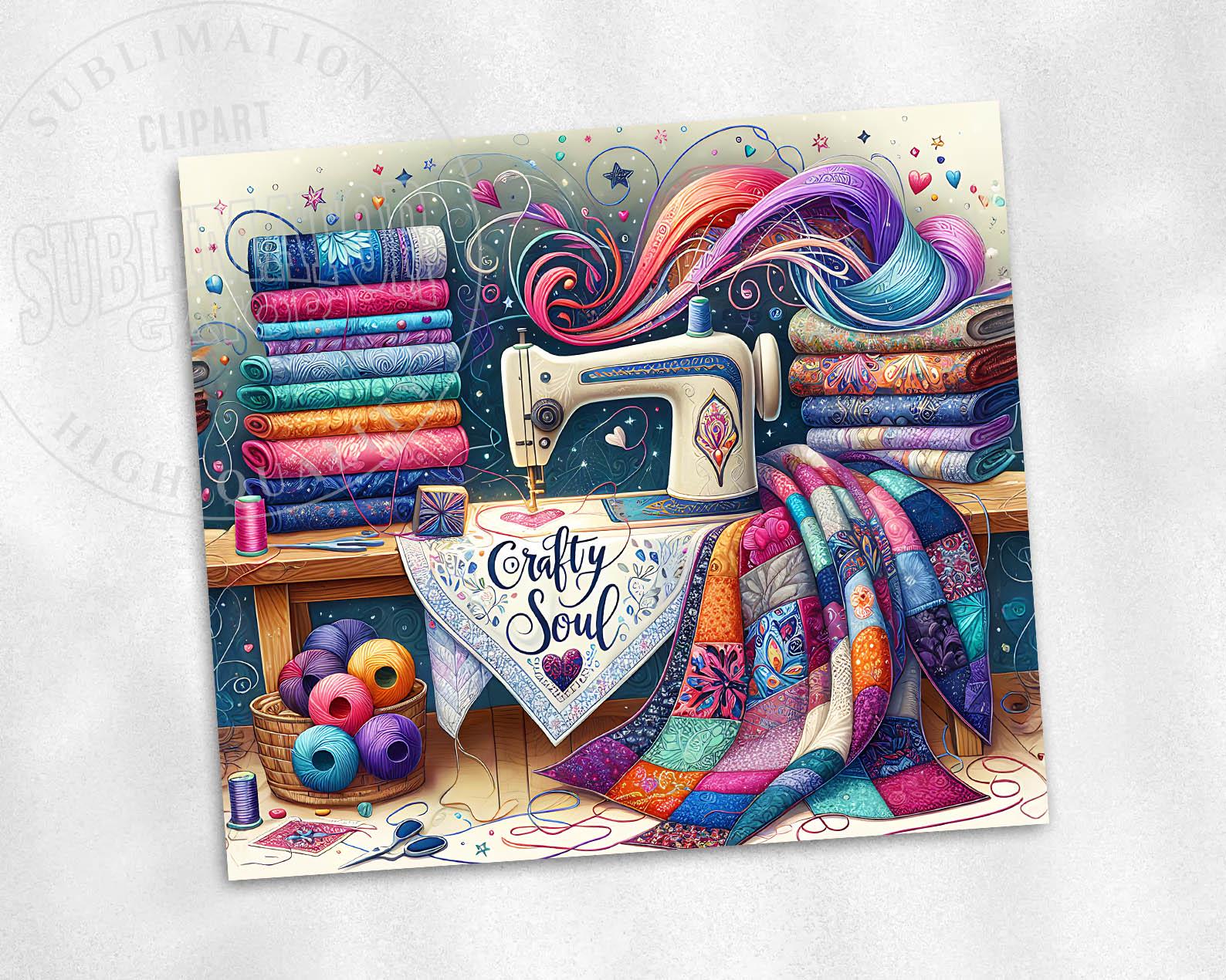 Crafty Soul 20oz Tumbler Wrap PNG, Sublimation Design, Sewing Quilting ...