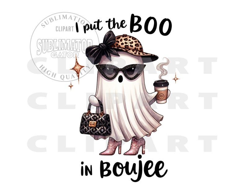 Funny Boo in Boujee PNG, Cute Ghost Design, Spooky Season, Humor ...