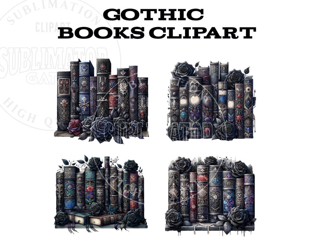 Gothic Book Border Bundle PNG Set, Instant Digital Download, Vintage ...