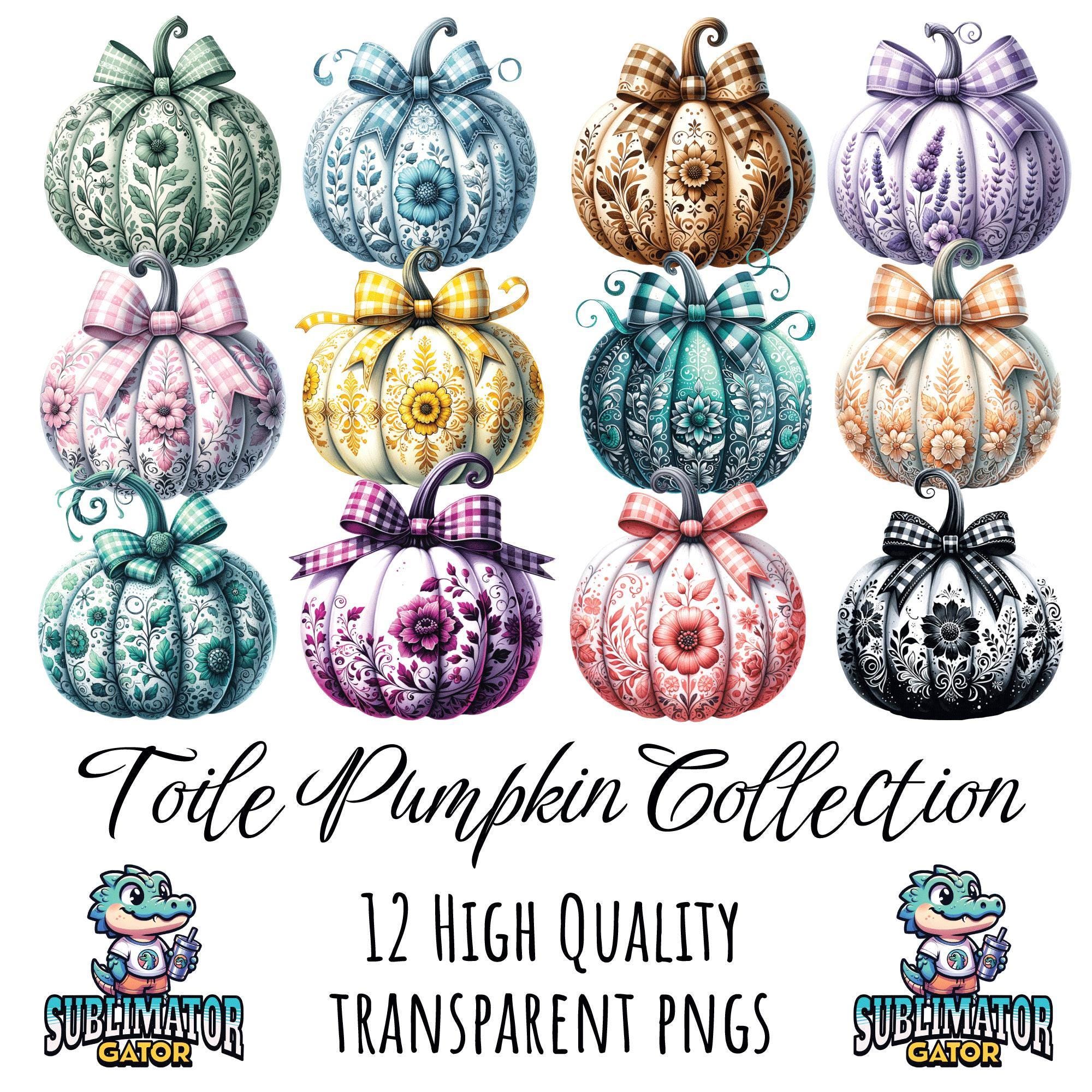 Floral Pumpkin Coquette PNG Clipart, Watercolor Retro Toile Halloween ...