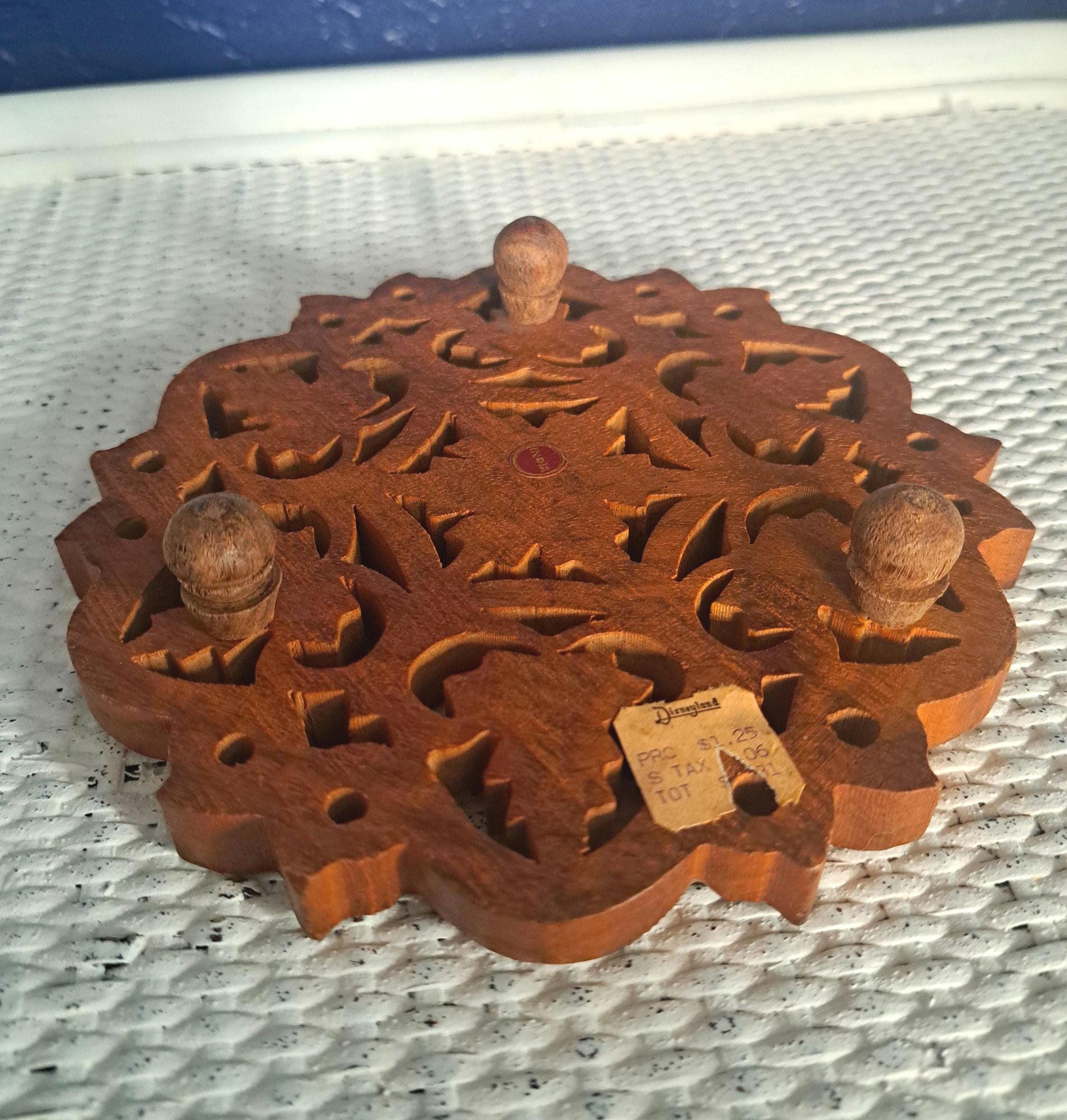 Vintage Carved Wood Trivet, Leaves and Floral Design, Made in India - Etsy