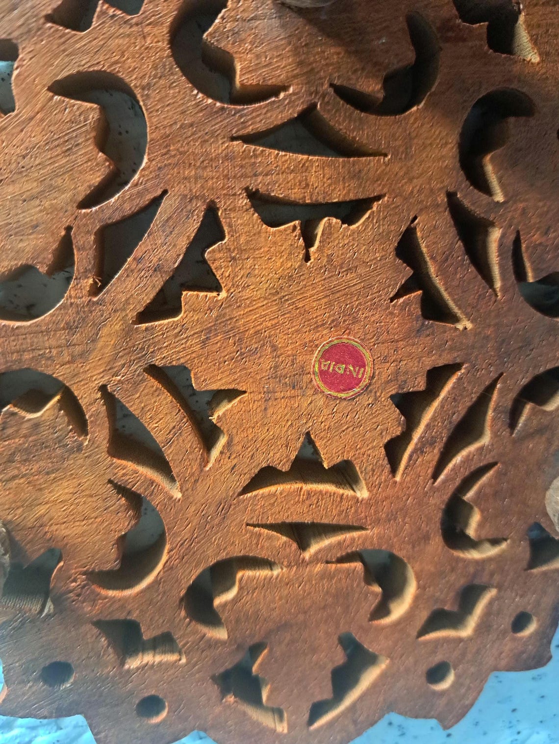 Vintage Carved Wood Trivet, Leaves and Floral Design, Made in India - Etsy