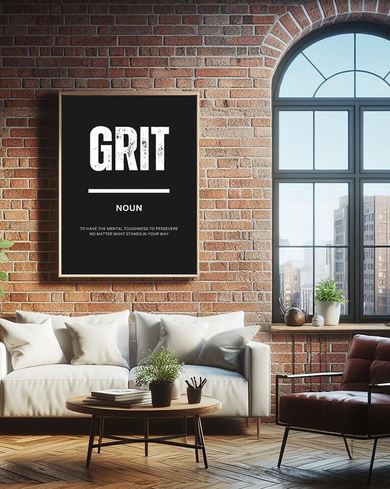 Grit Definition Never Give up Motivational Digital Print Poster ...