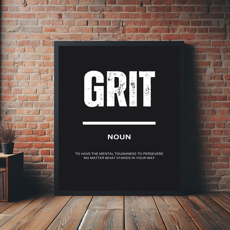 Grit Definition Never Give up Motivational Digital Print Poster ...