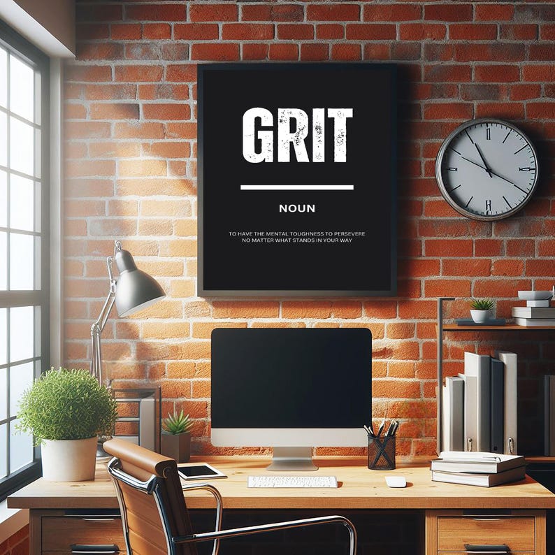 Grit Definition Never Give up Motivational Digital Print Poster ...
