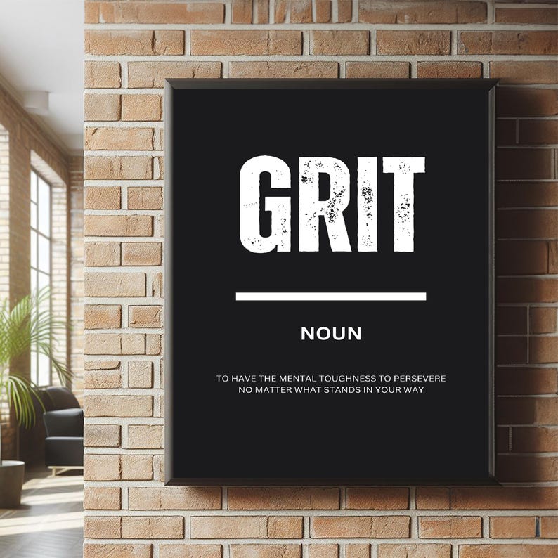 Grit Definition Never Give up Motivational Digital Print Poster ...