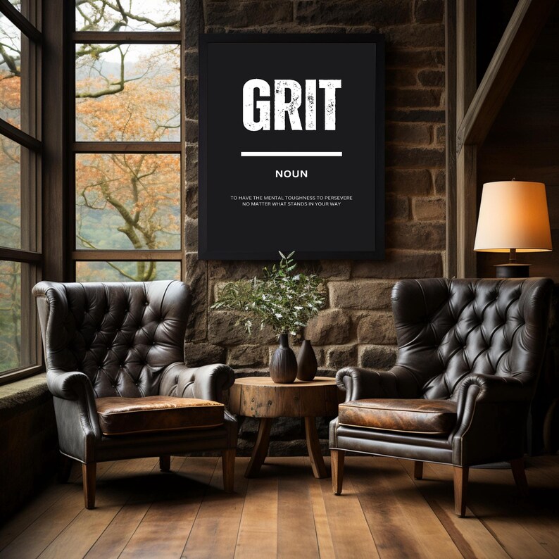 Grit Definition Never Give up Motivational Digital Print Poster ...