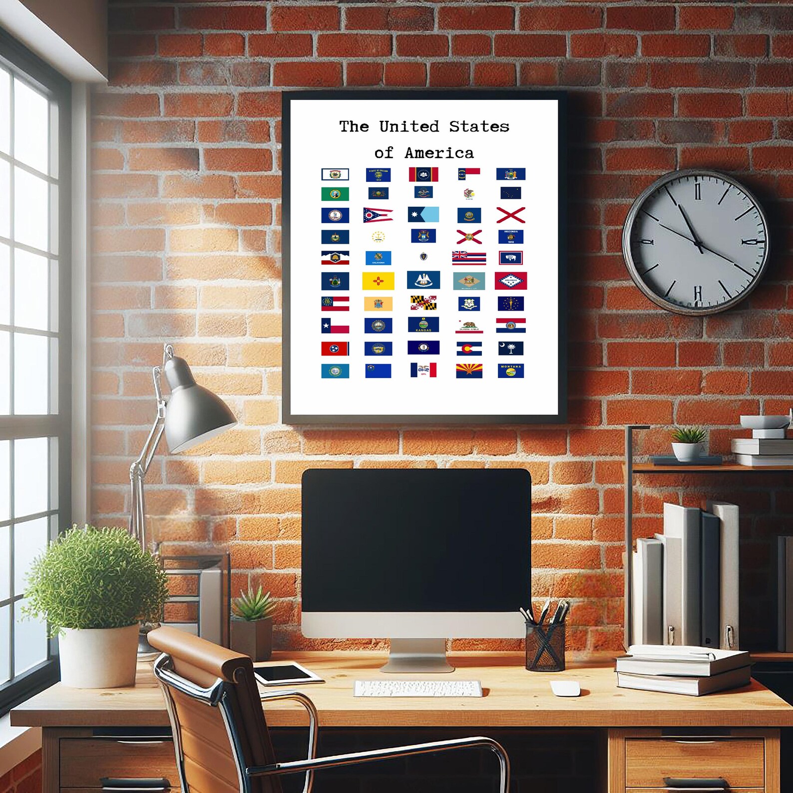 American Flag USA Poster All 50 United States Flags Digital Poster ...