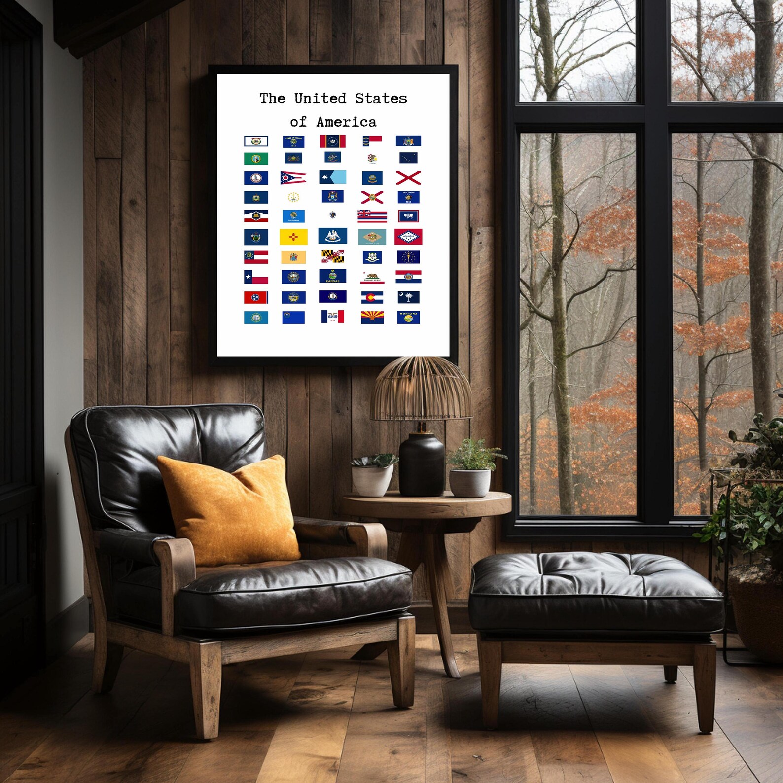 American Flag USA Poster All 50 United States Flags Digital Poster ...