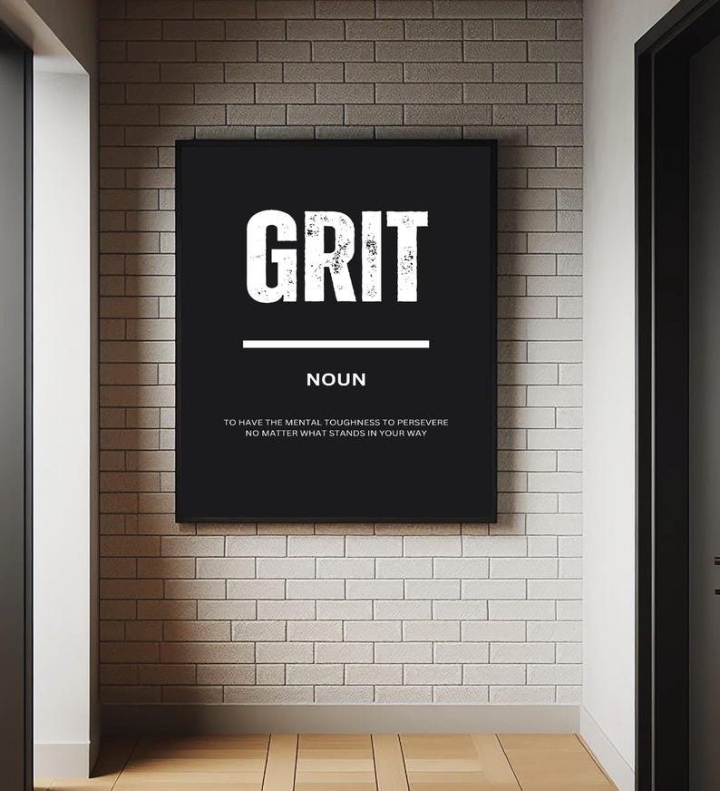 Grit Definition Never Give up Motivational Digital Print Poster ...