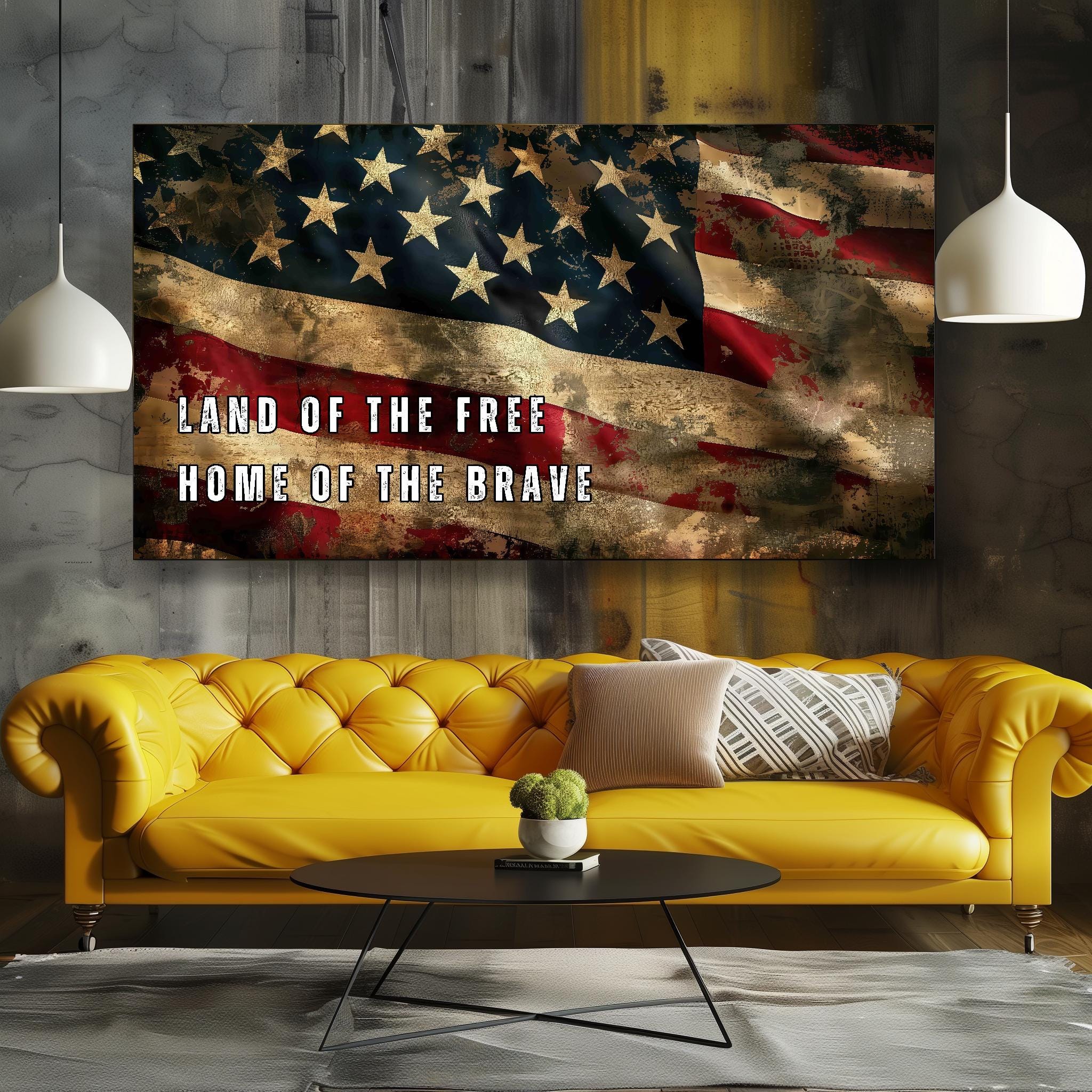 American Flag Land of the Free Home of the Brave Patriotic Digital Flag ...