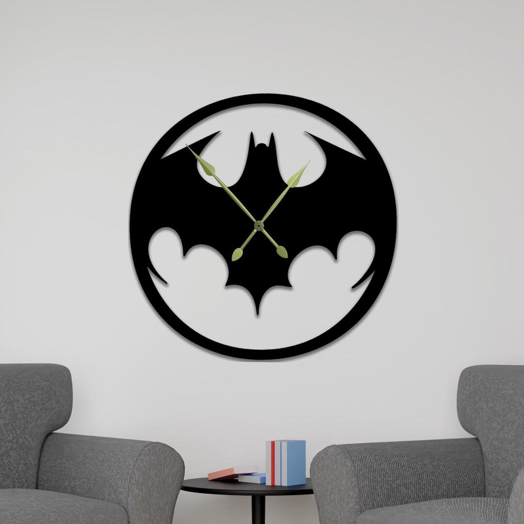 Batman Wall Clock, Bat Wall Clock Unique, Round Wall Clock, Metal Wall ...