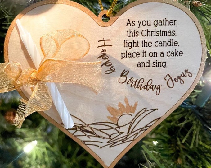 Happy Birthday Jesus Ornament, Ornament With Candle, Jesus, Jesus ...