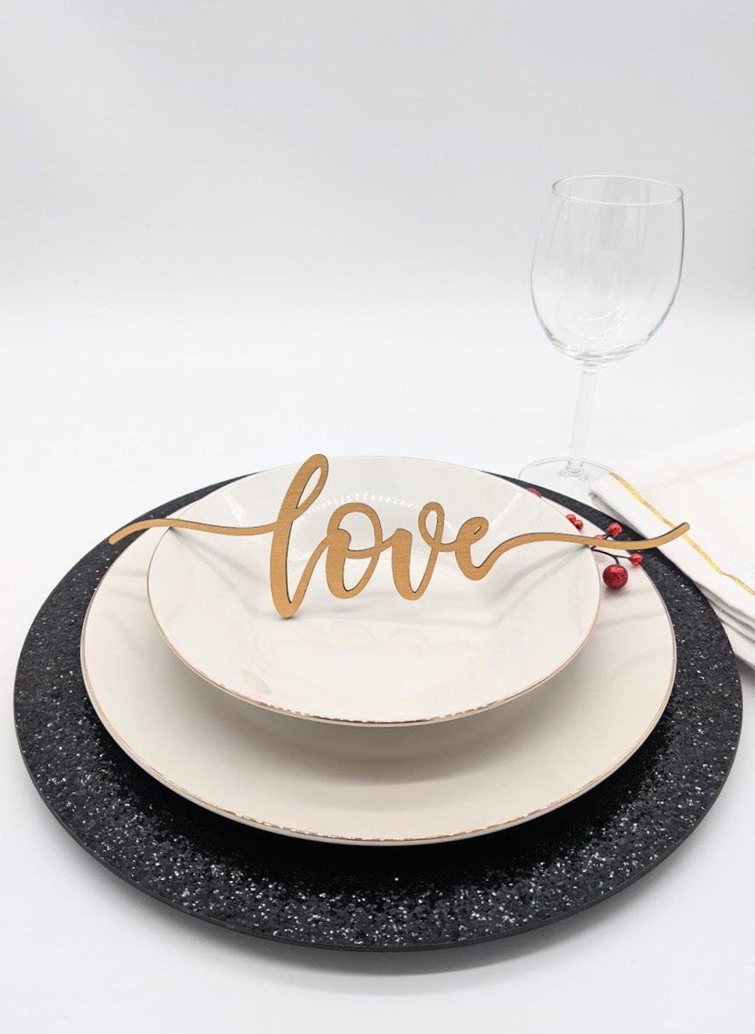 Wood Place Setting, Christmas Table Setting, New Years Eve Place ...