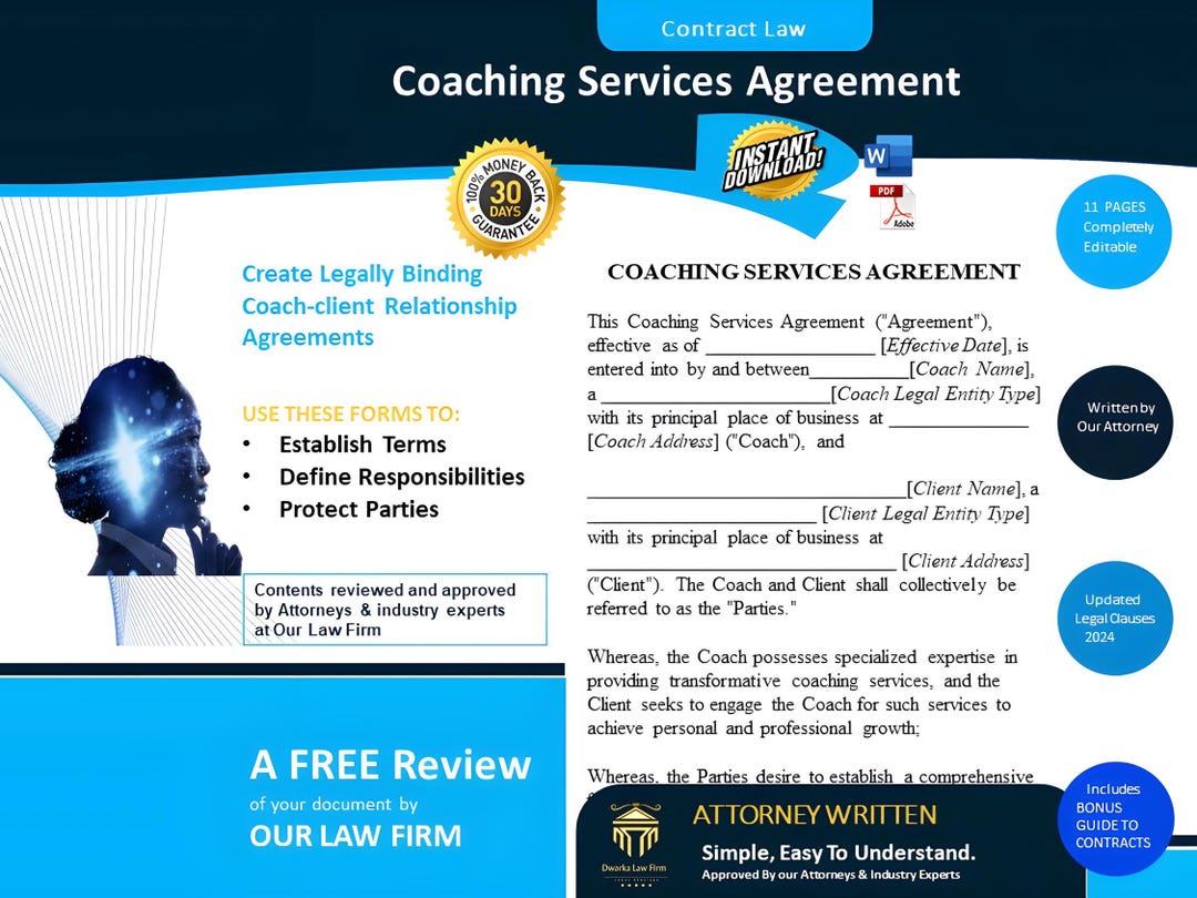 Coaching Agreement Contract Toolkit: Templates, Clauses, and Samples ...