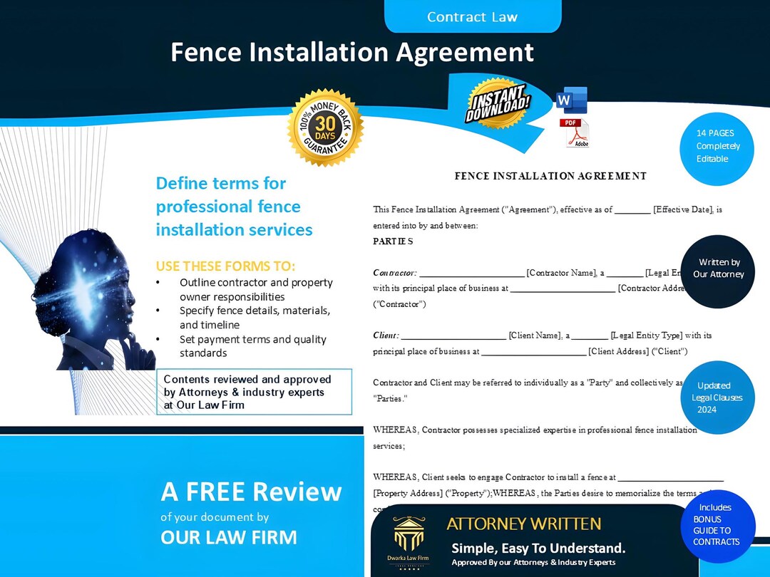 Fence Installation Contract Template: Agreement for Home & Business ...