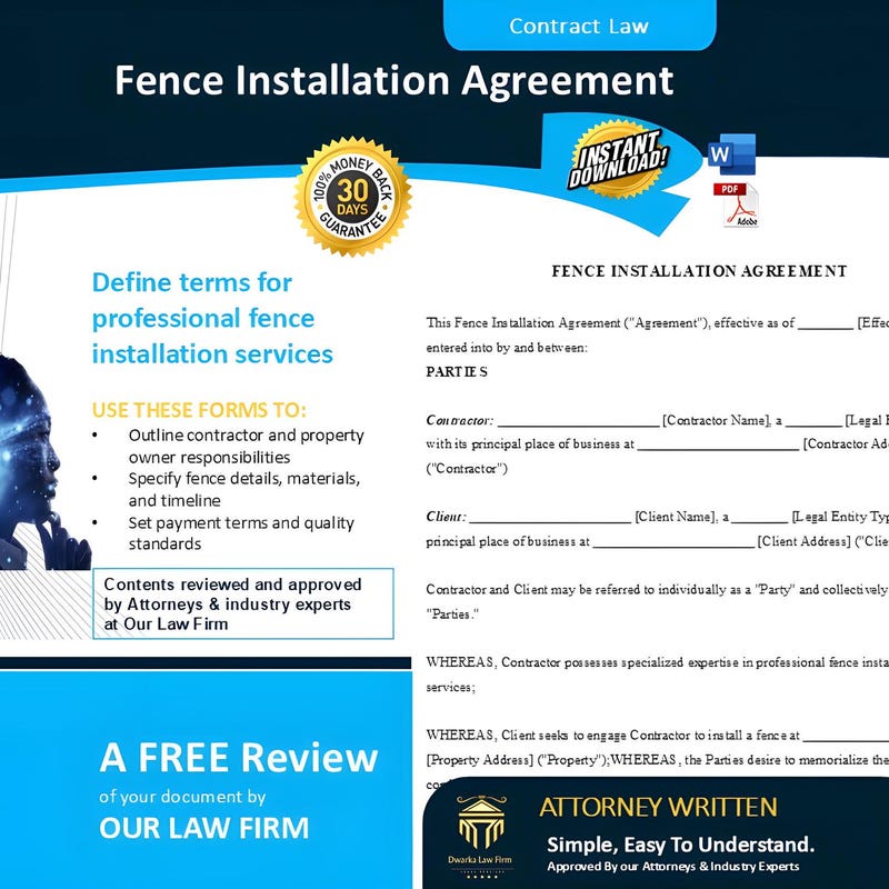 Fencing Contract Template - Etsy