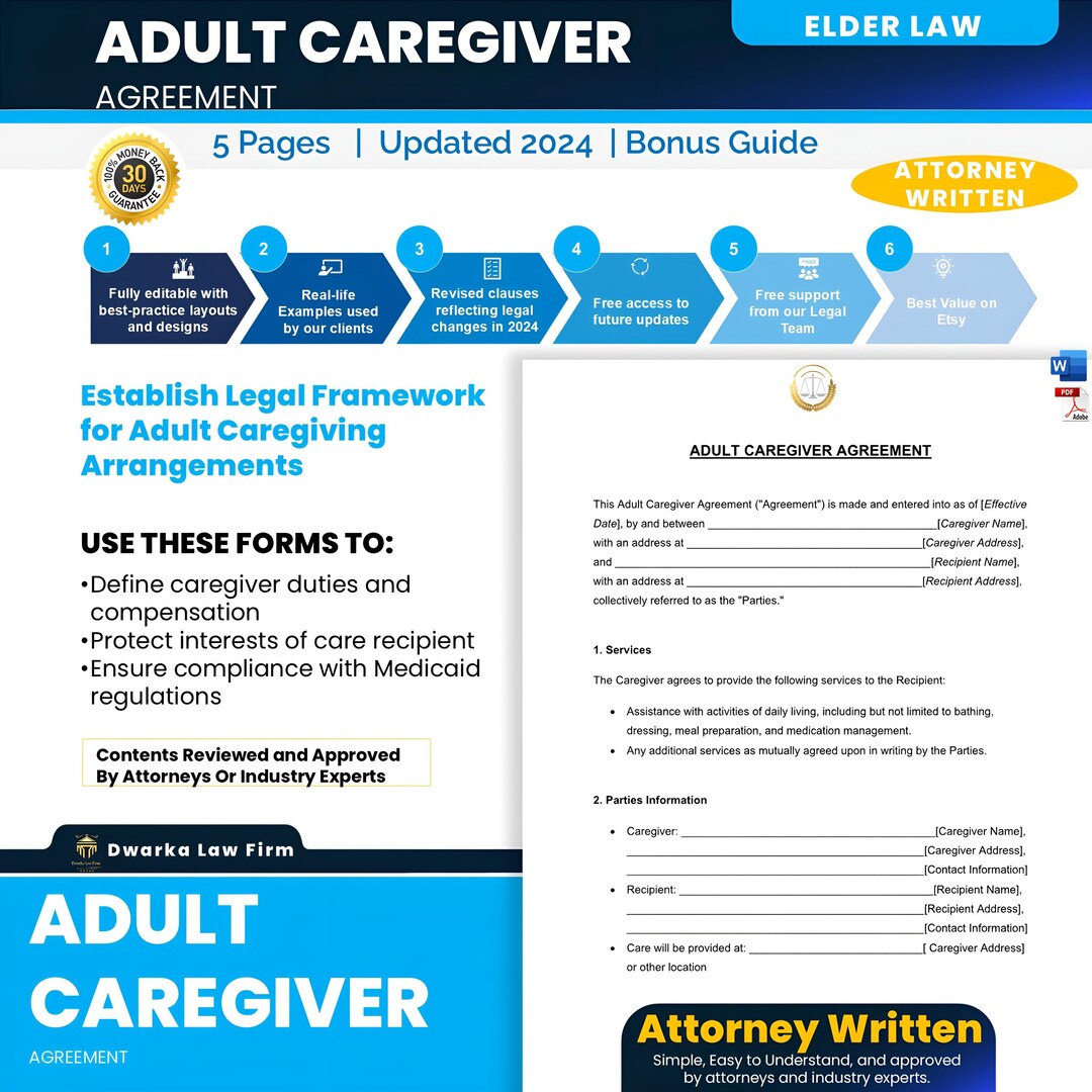 Sample Caregiver Contract for Family Member : Legal Template Guide for ...