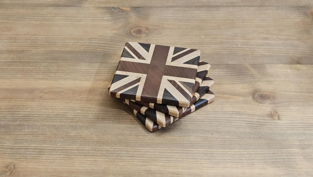 Hand Made Union Jack Hardwood End Grain Coasters, Beer, Coffee, Tea ...