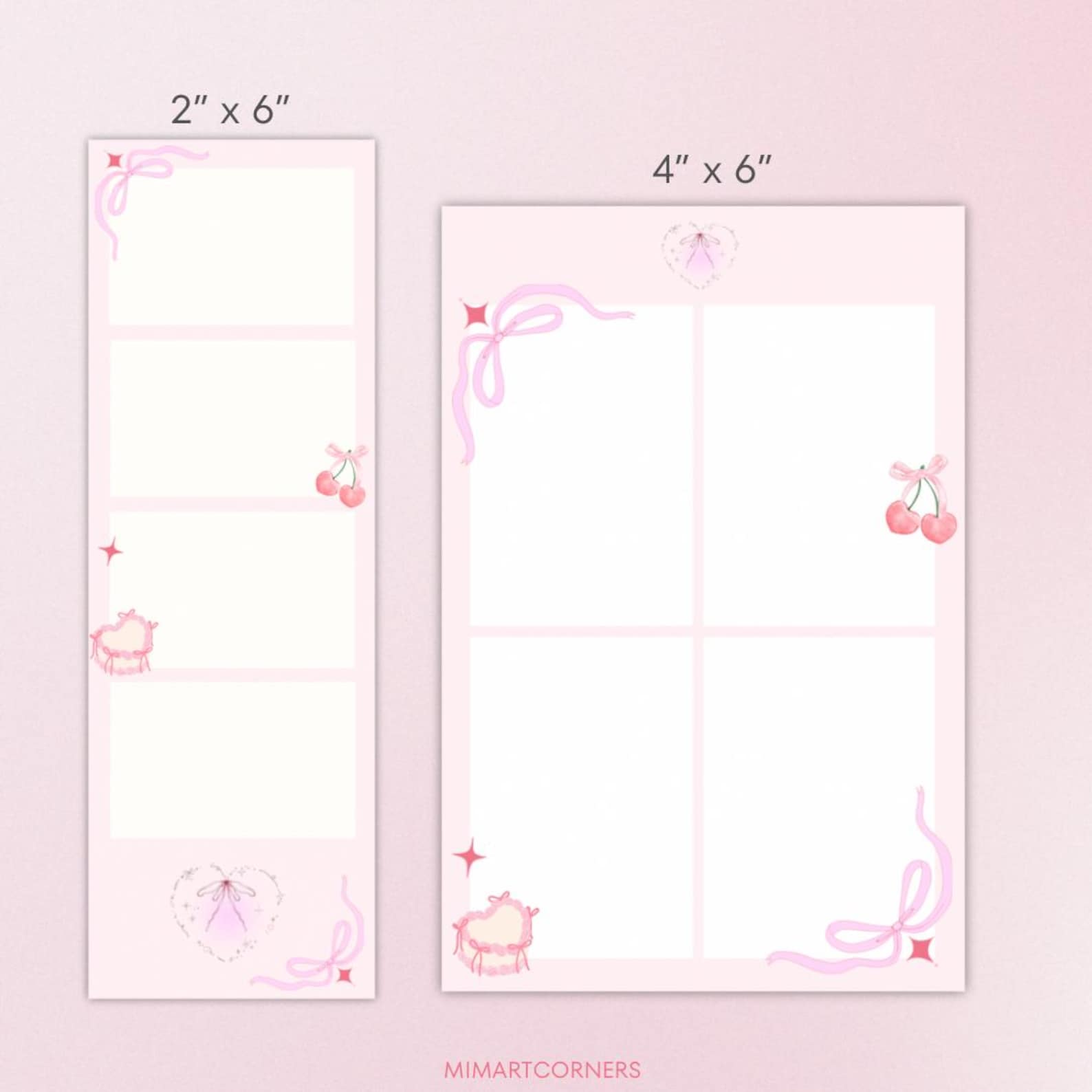 Pink Bow Photo Booth Strip Template Canva | Editable 2x6, 4x6 Overlay ...