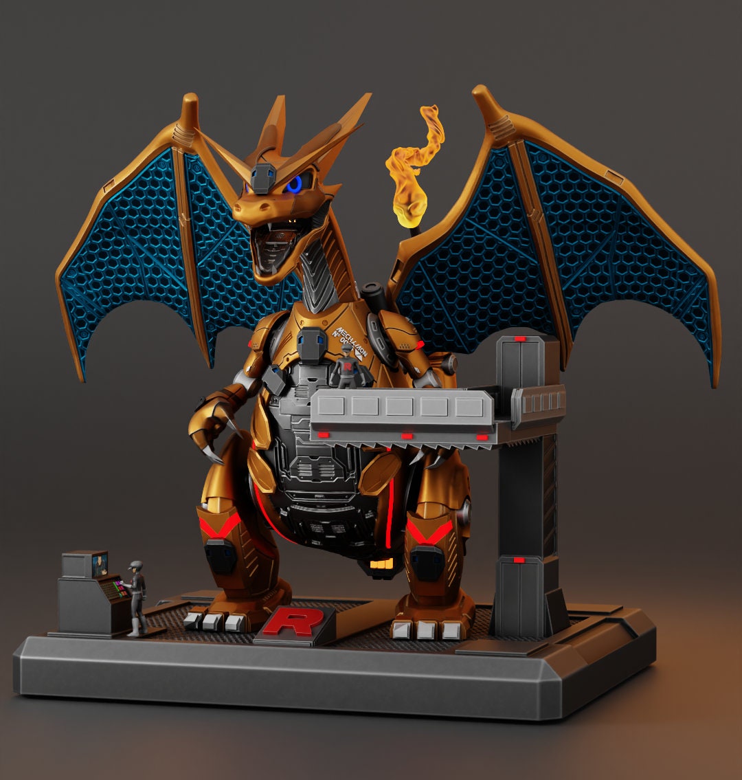 Mecha Charizard 3D Printed & Hand-painted Model - Unique Collectible ...