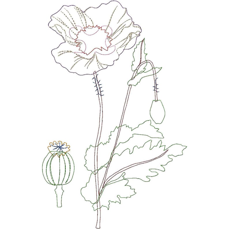Raw Edge Applique Poppy Botanical - Etsy
