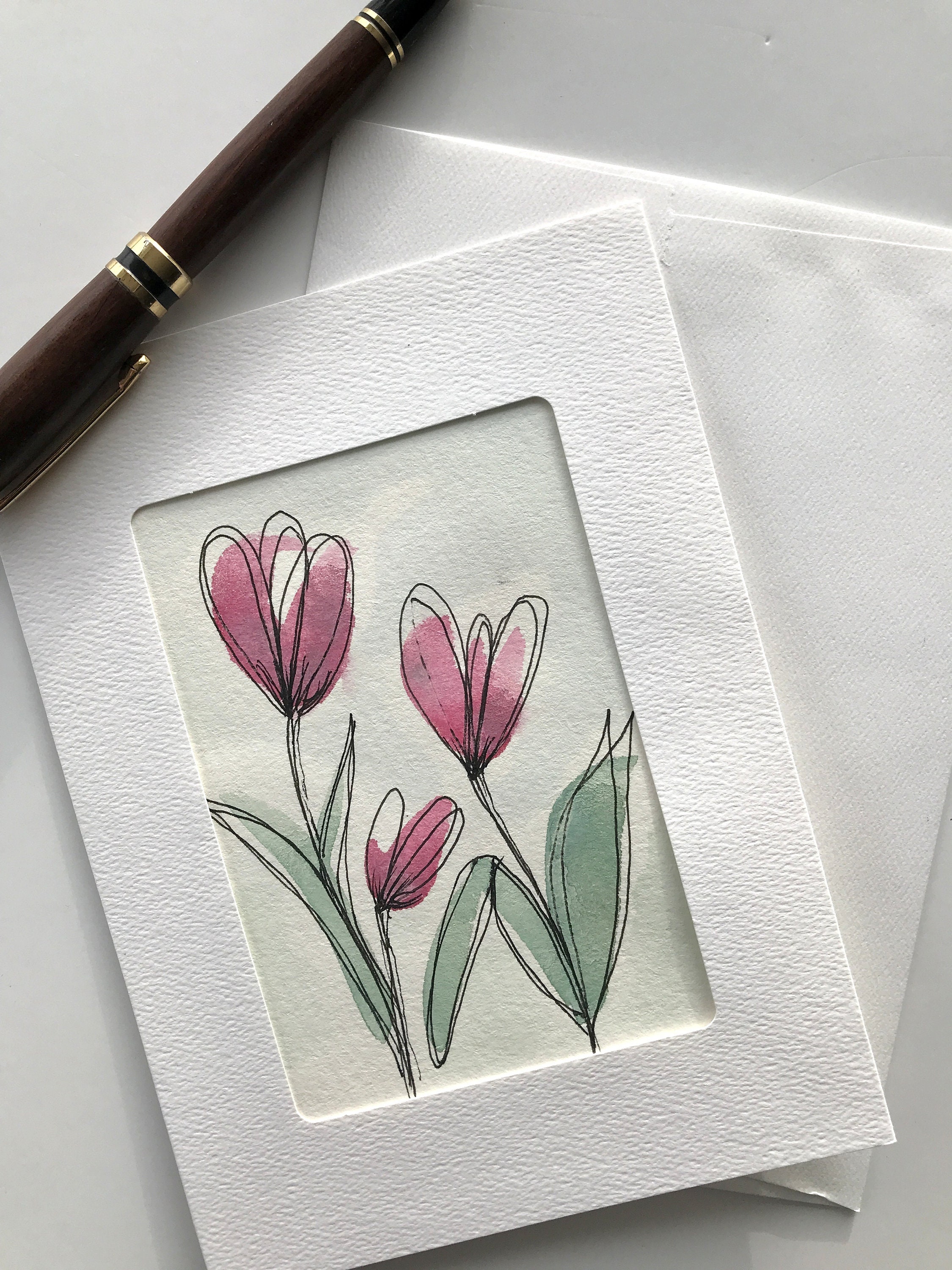 Handmade Greeting Cards / Spring Flowers Cards / Set of Three Cards ...