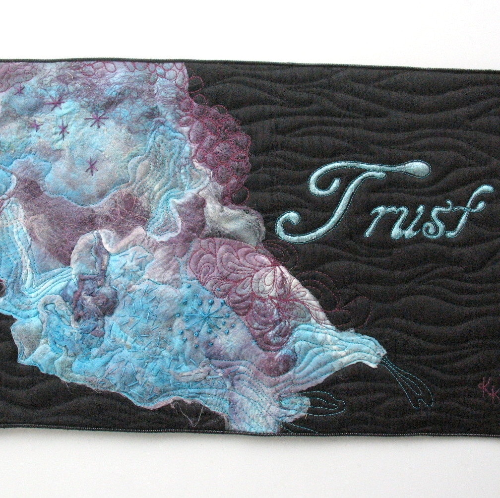 Inspirational Word Art Quilt, Fibre Art Wall Hanging, Trust, Free ...