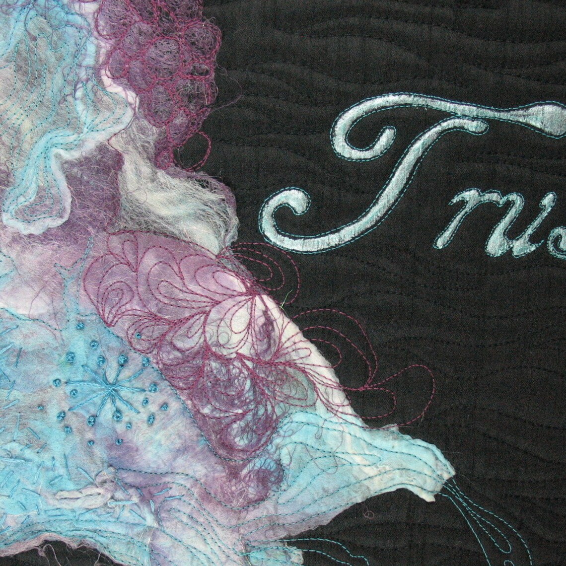 Inspirational Word Art Quilt, Fibre Art Wall Hanging, Trust, Free ...