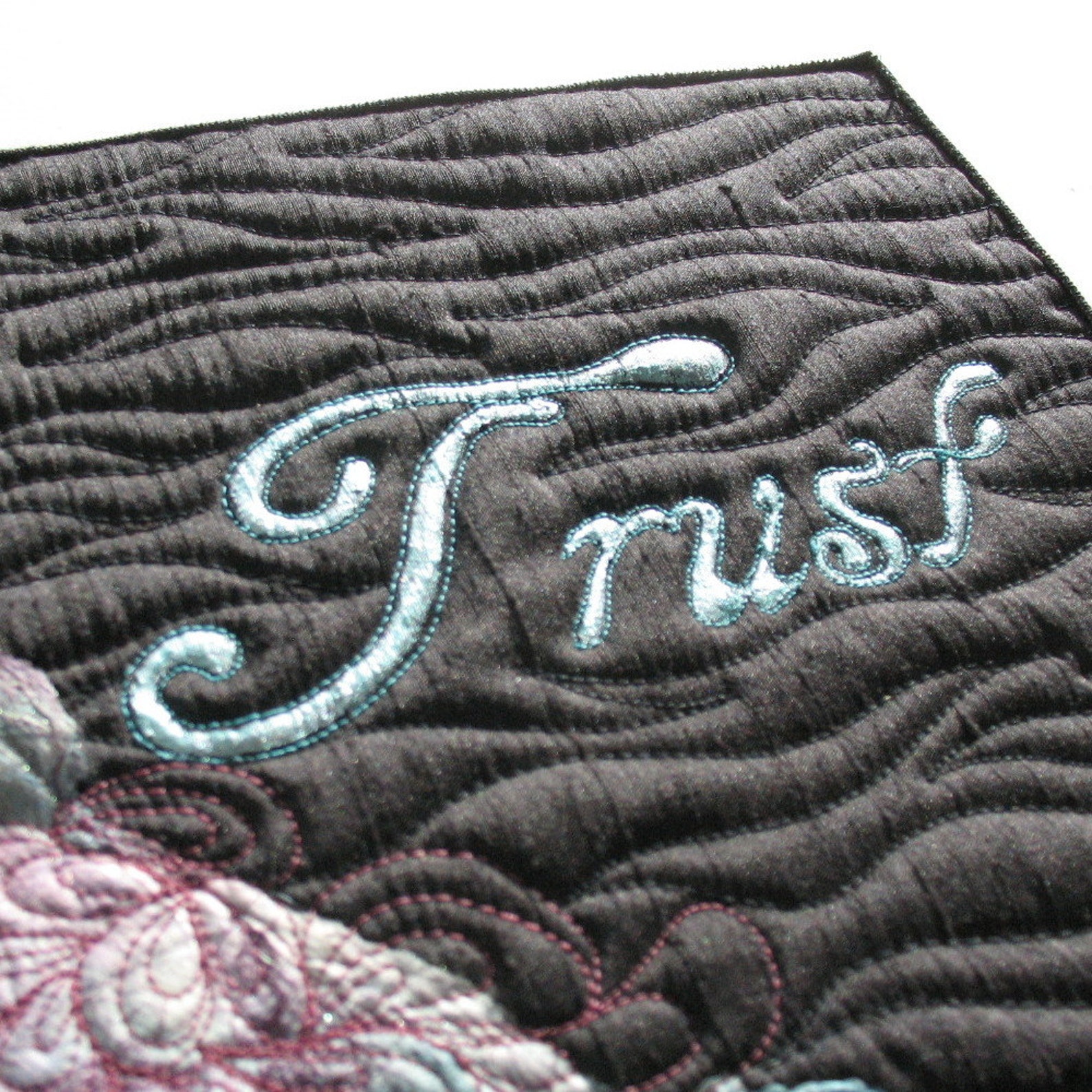 Inspirational Word Art Quilt, Fibre Art Wall Hanging, Trust, Free ...
