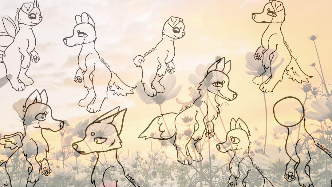 Fursona/animal Character Bases CANINE PACK 1 Non Feature Base and 6 ...