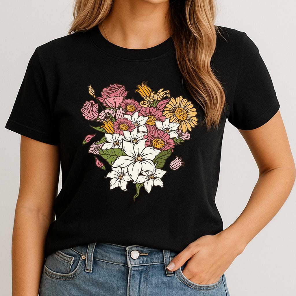 Floral Print T-shirt: Nature Inspired Unisex Tee - Etsy